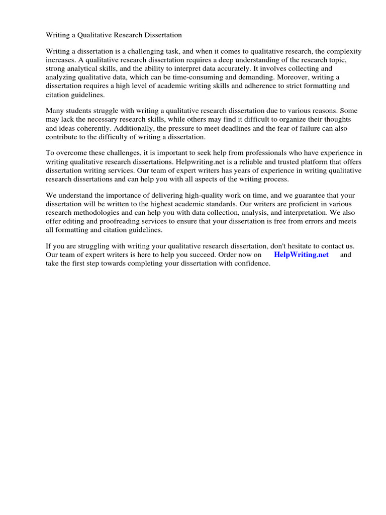 Writing A Qualitative Research Dissertation | PDF | Methodology ...