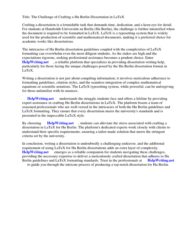 Hu Berlin Dissertation Latex | PDF | Thesis | Essays