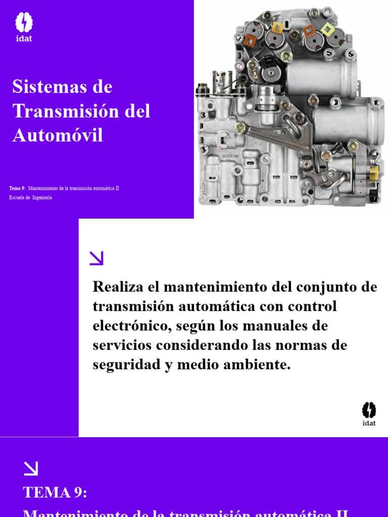 Tema #9 Mantenimiento de La Transmisión Automática Ii | PDF | Transmisión automática | Embrague