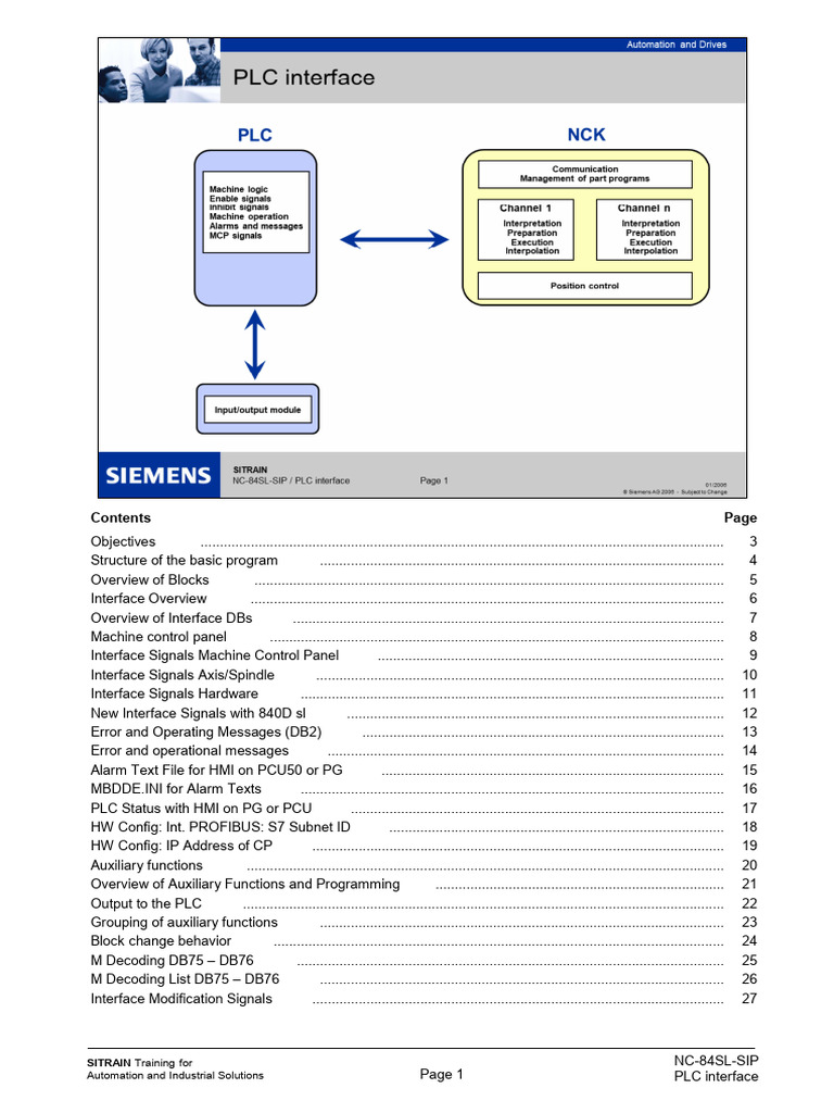 PLC Sinumerik8 840Dsl | PDF | Programmable Logic Controller | Input/Output