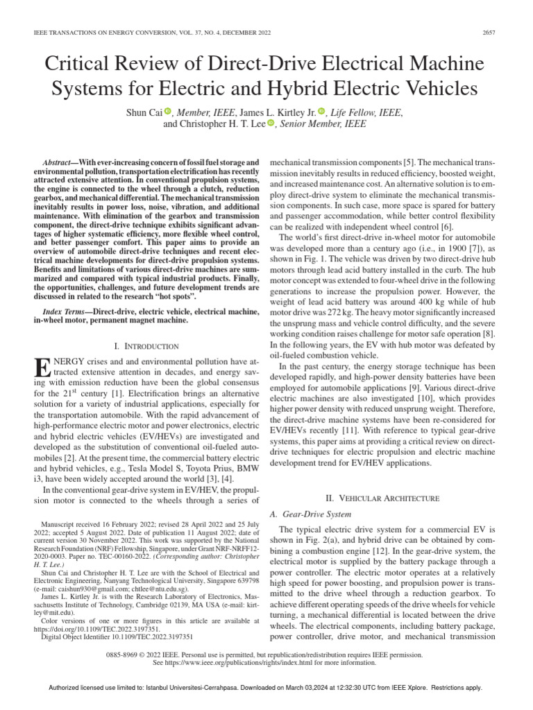 Critical Review of Direct-Drive Electrical Machine Systems For Electric ...