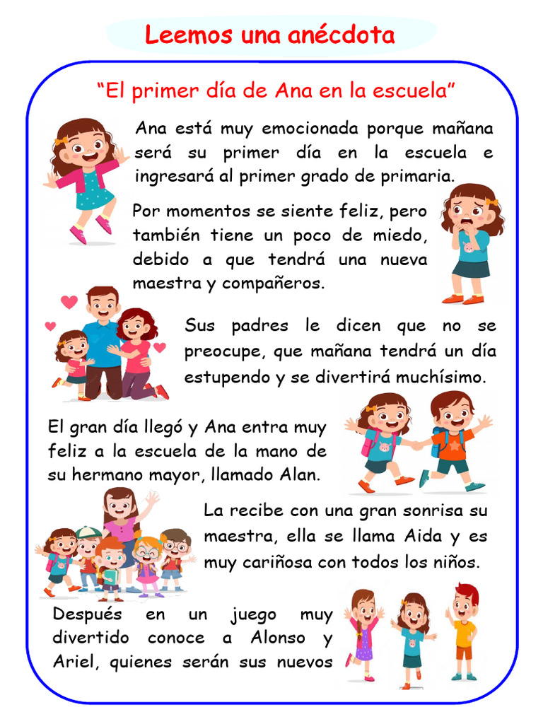 Ficha El Primer Día de Ana en La Escuela 2024 | PDF