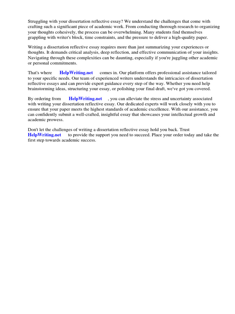 Dissertation Reflective Essay Examples | PDF