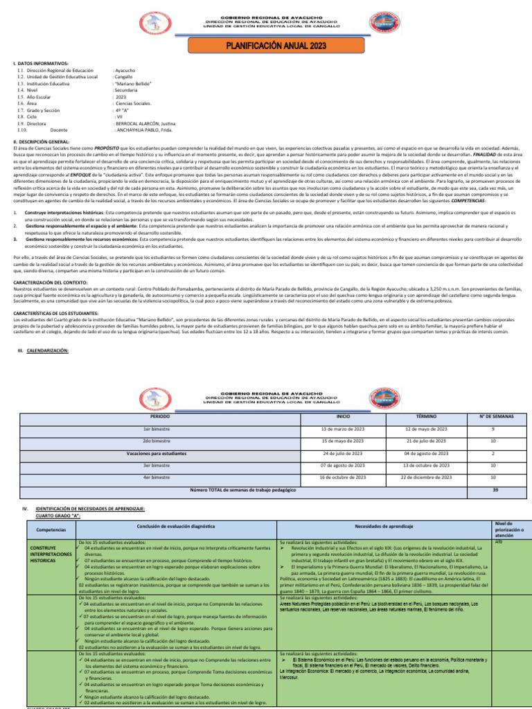 Plan Anual de CC - SS - 4 A | PDF | Sustentabilidad | Desarrollo sostenible