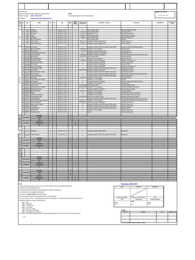 Lembur 27 Mei 2023 - POPA | PDF