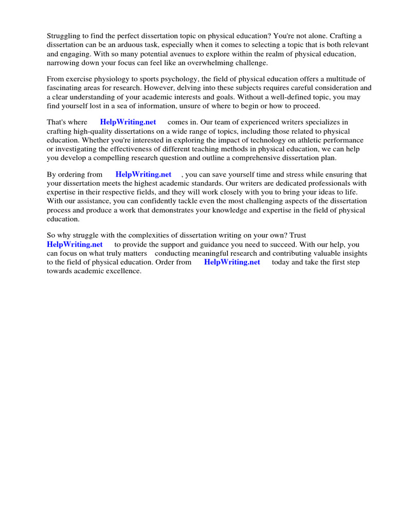 Physical Education Dissertation Topics | PDF | Physical Education | Physical Fitness