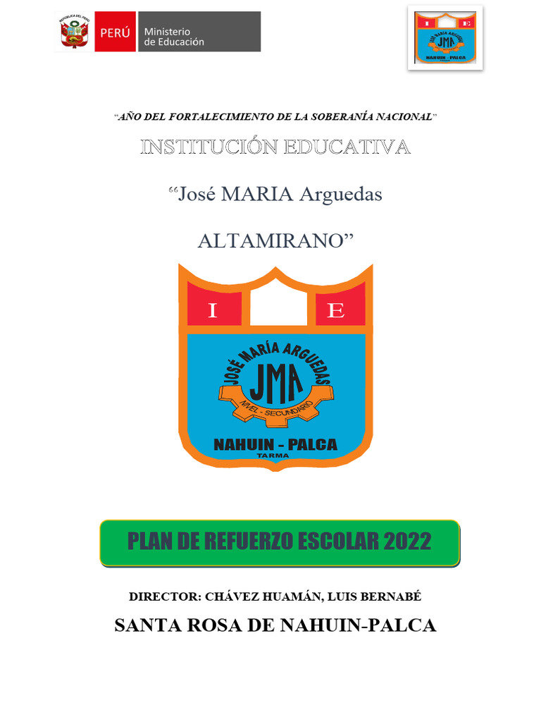 Plan de Refuerzo Escolar de La Ie Jmaa | PDF | Evaluación | Enseñando