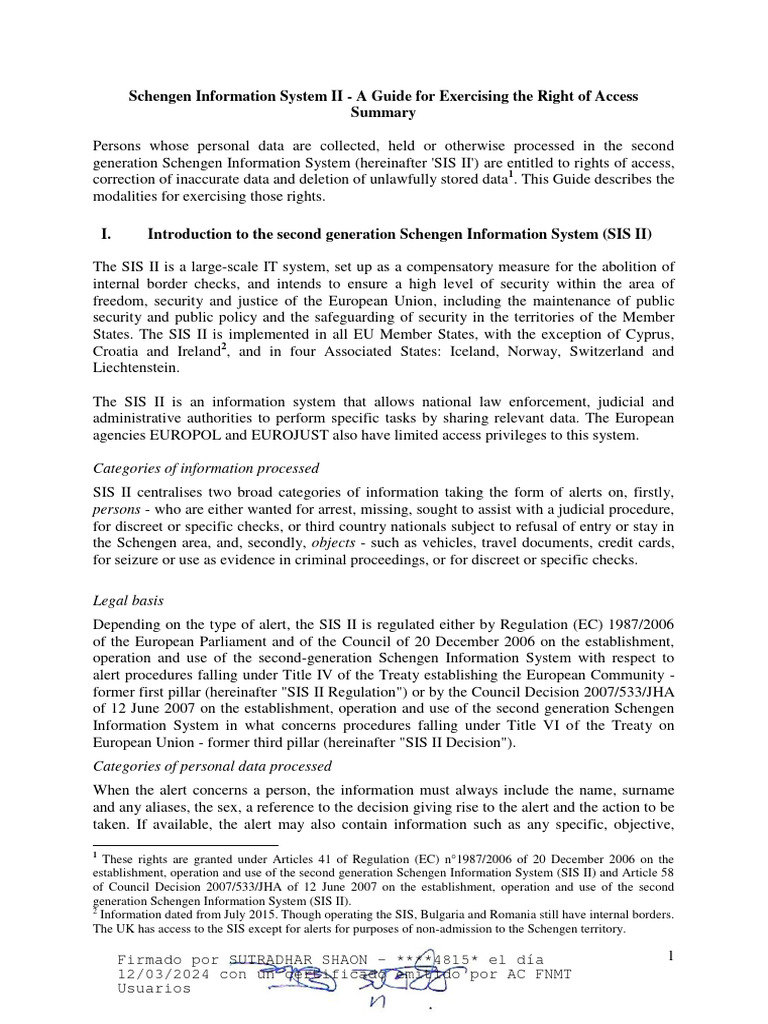 SIS II Access Rights Guide | PDF | National Security | Public Law