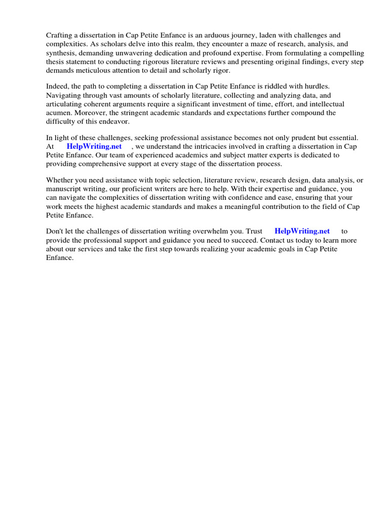 Dissertation Help for Cap Petite Enfance | PDF | Thesis | Expert