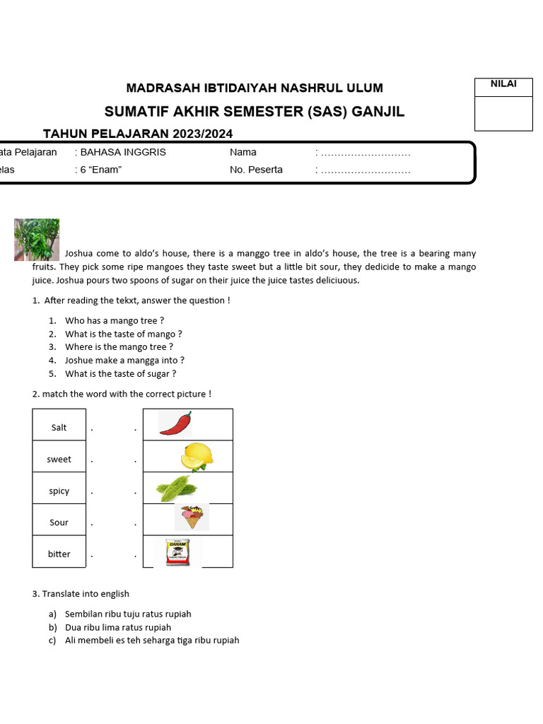 Soal Bhs Inggris Kls 5 Pdf