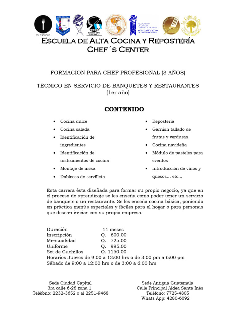 Info-General-de-Cursos-Chef-Center-2024.-2 (1) | PDF | Artes culinarias ...