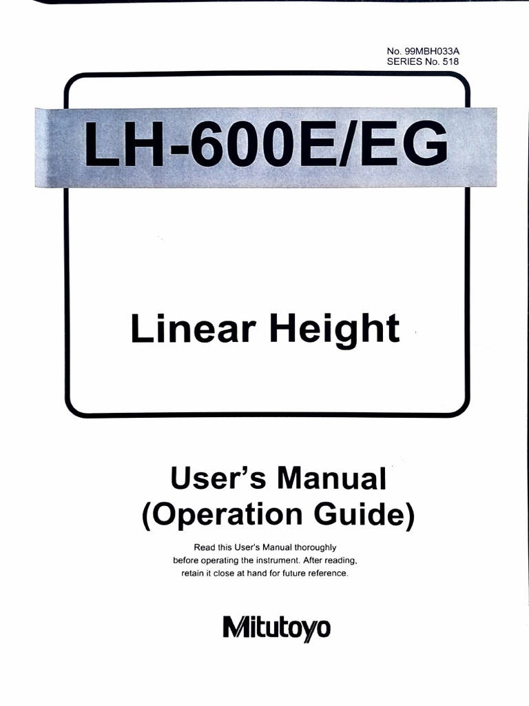 Mitutoyo Linear Height LH-600E Part 1 | PDF | Waste Management | Economy And The Environment