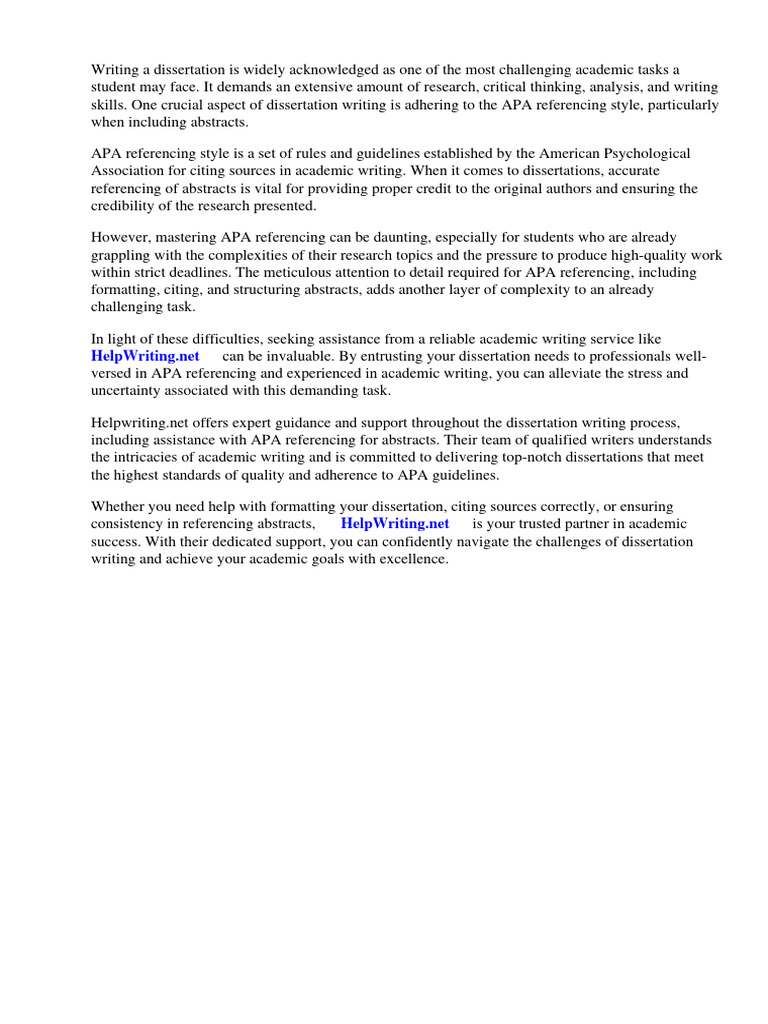 Apa Referencing Dissertation Abstracts | PDF | Apa Style | Thesis