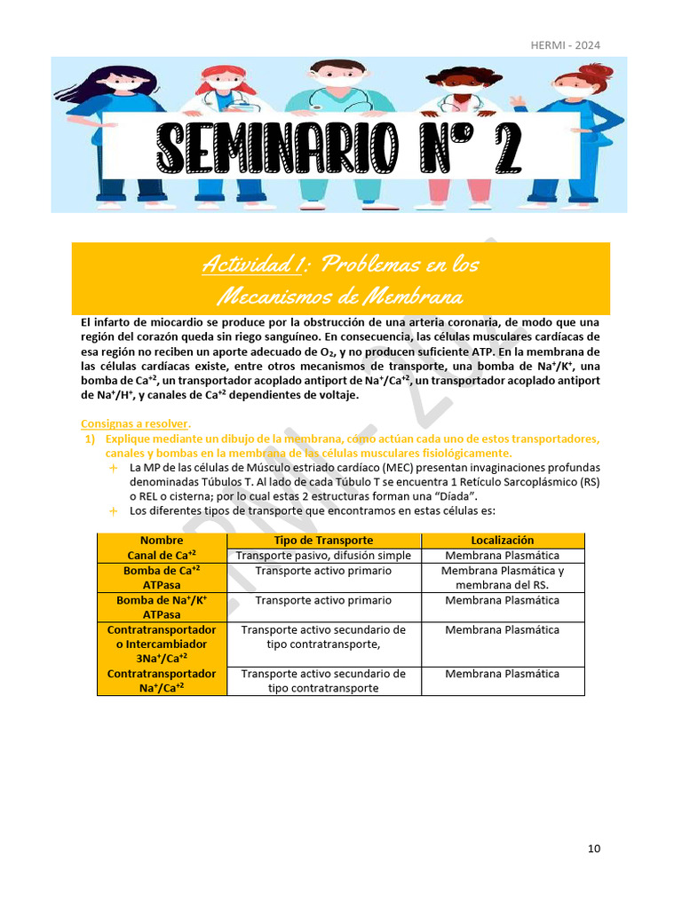 SEMINARIO N° 2 - PROCESOS DE MEMBRANA | PDF | Diarrea | Sodio