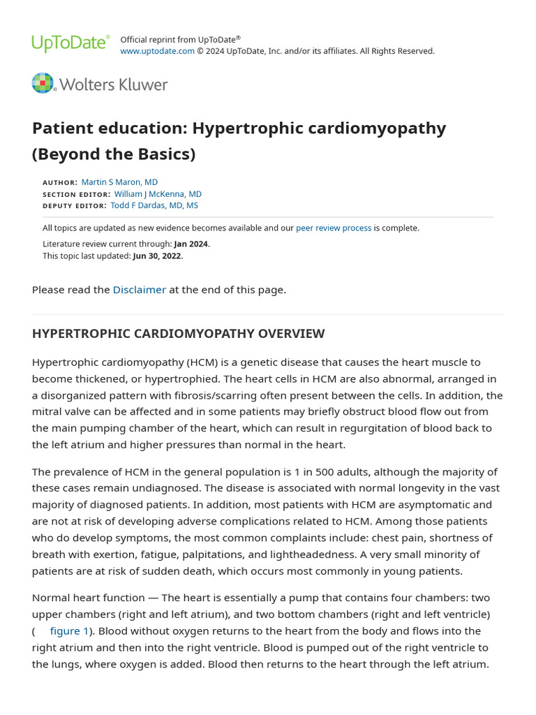 Hypertrophic Cardiomyopathy (Beyond The Basics) - UpToDate | PDF ...