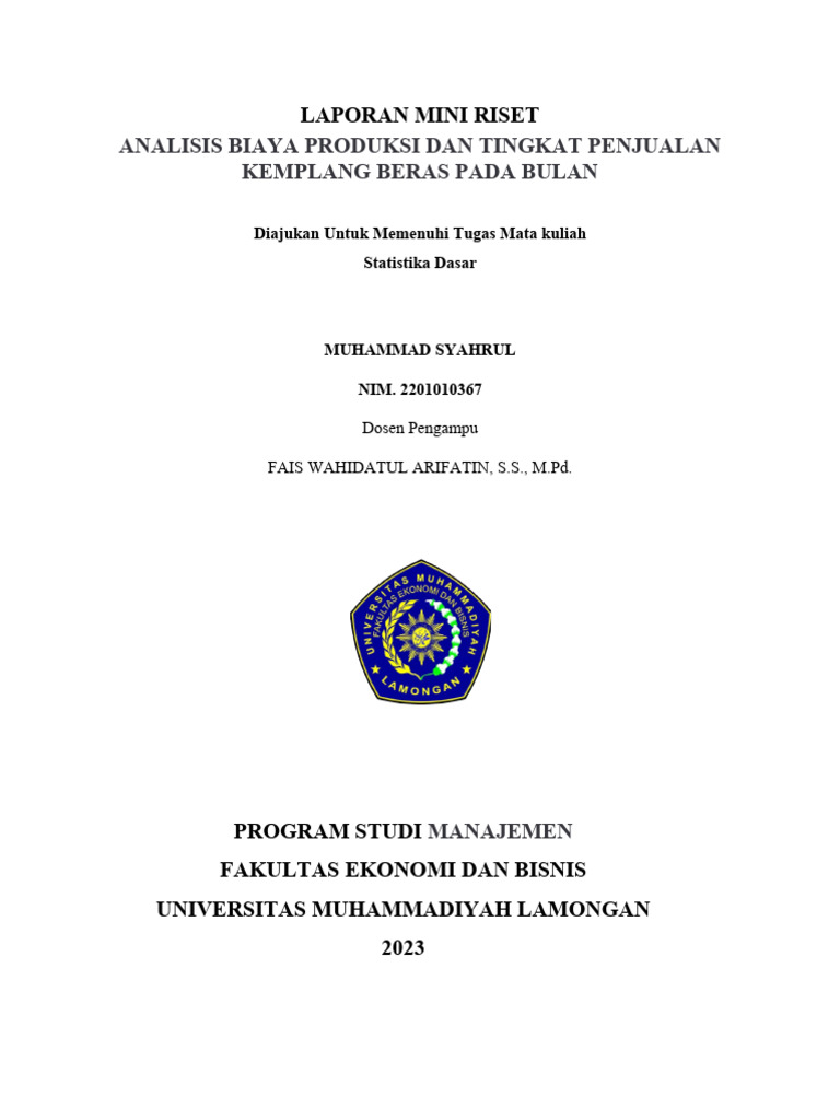 Mini Riset Statistika Dasar Shobikhatul Azmiyah | PDF