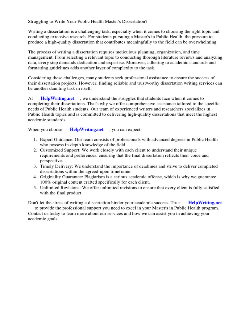 Public Health Dissertation Help | PDF | Health Care | Mental Health