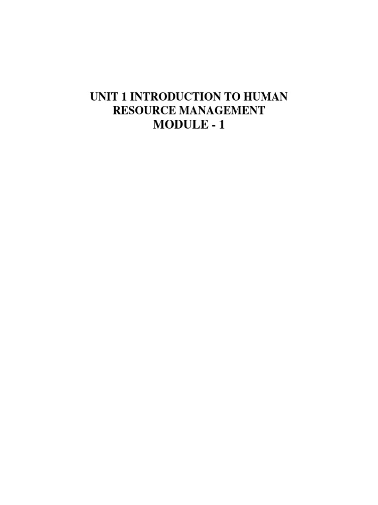 Unit 1 Introduction To Human Resource Management | PDF | Business ...
