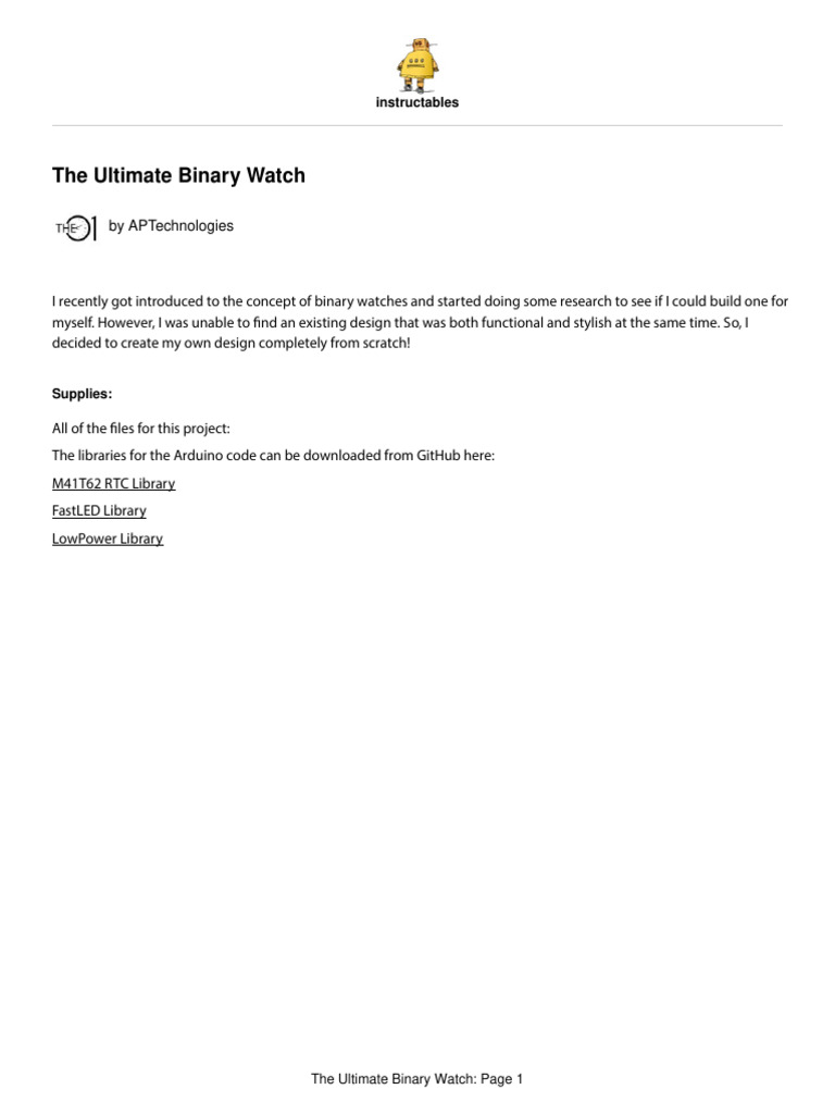 The-Ultimate-Binary-Watch | PDF | Printed Circuit Board | Binary Coded ...