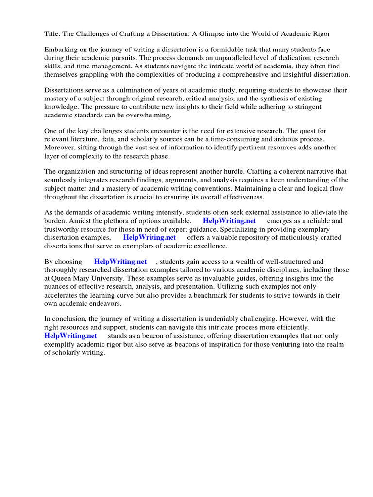 Dissertation Examples Queen Mary | PDF | Thesis | Catholic Church