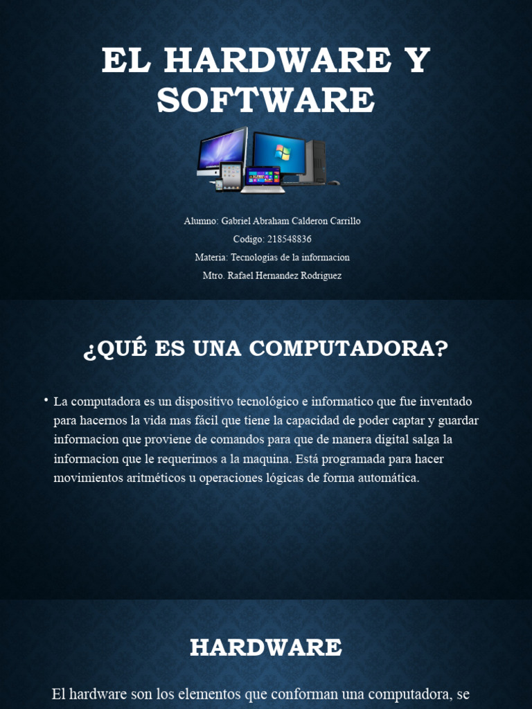 El Hardware y Software | Descargar gratis PDF | Hardware de la computadora | Periférico