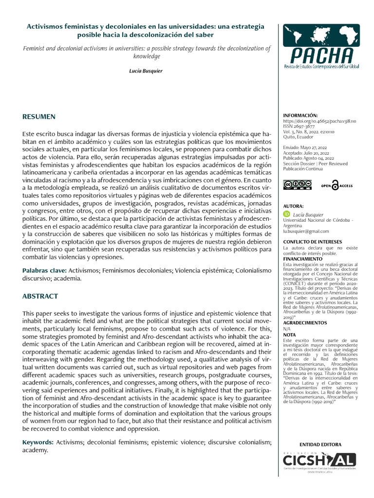 110-Texto Del Artículo-550-1-10-20220811 | PDF | Feminismo | Estudios de género