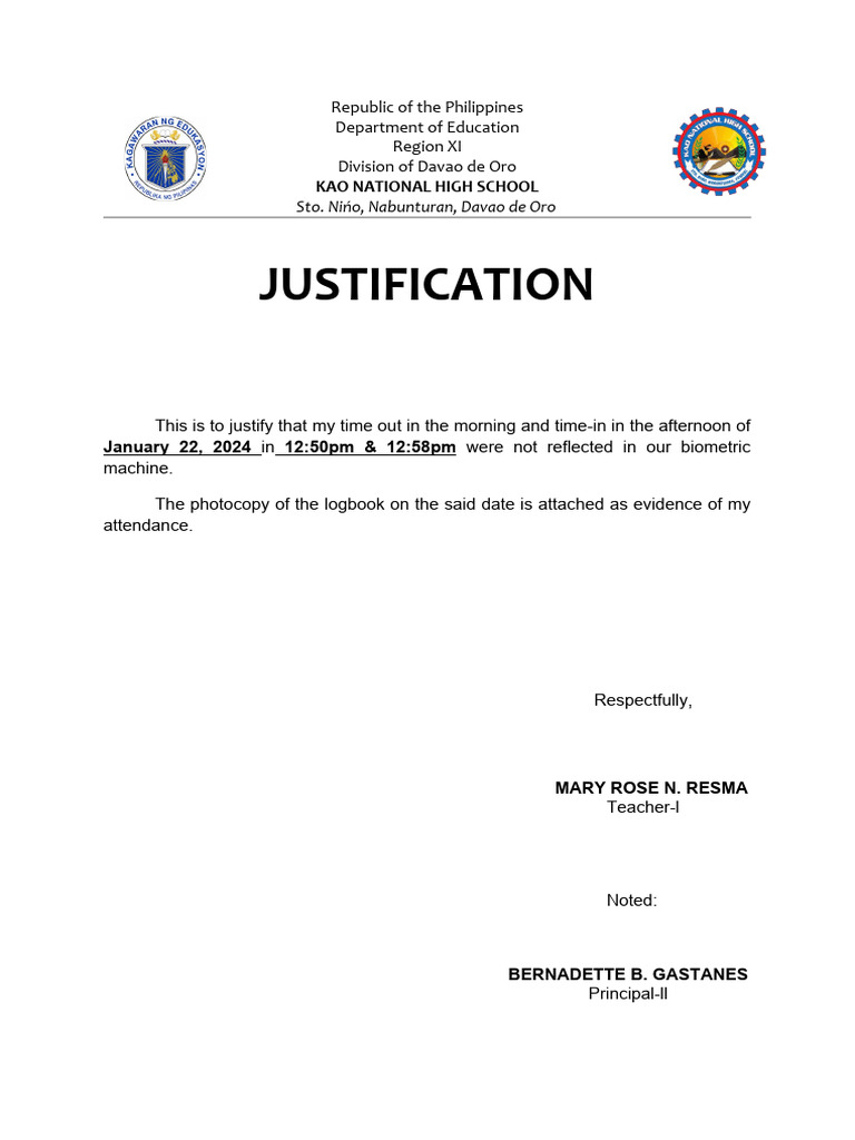 Justification Letter | PDF
