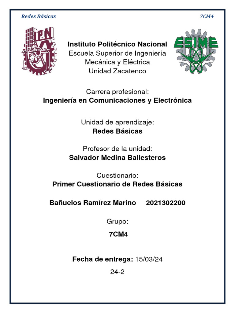 Cuestionario Redes Básicas | PDF | Red de computadoras | Topología de la red