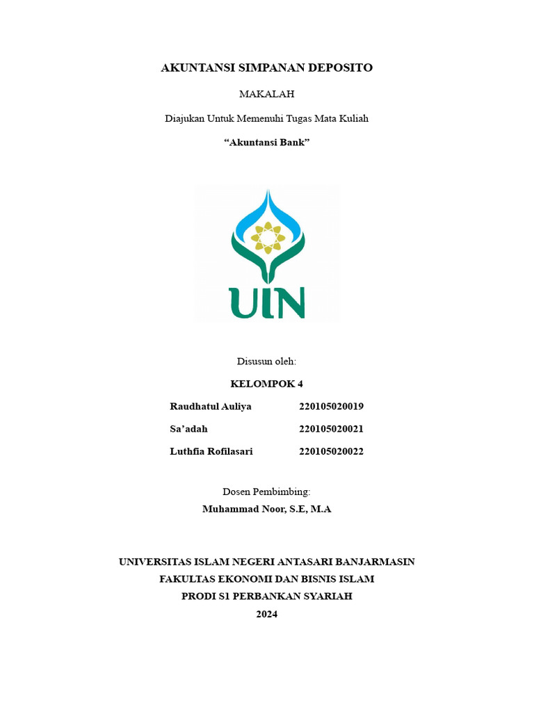 Kel 4 Akuntansi Simpanan Deposito | PDF | Bisnis | Pengelolaan Keuangan & Uang