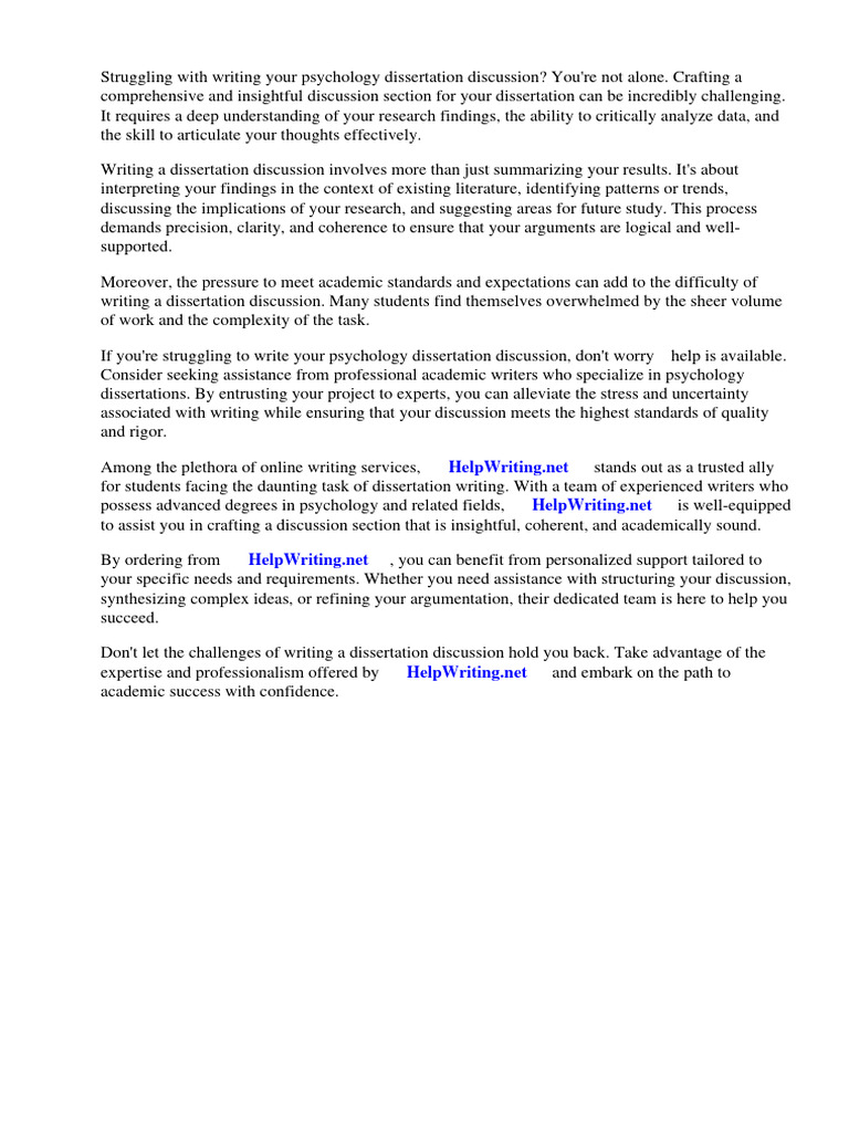 Writing A Psychology Dissertation Discussion | PDF | Psychology ...