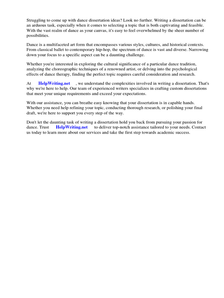 Dance Dissertation Ideas | Download Free PDF | Dances | Thesis