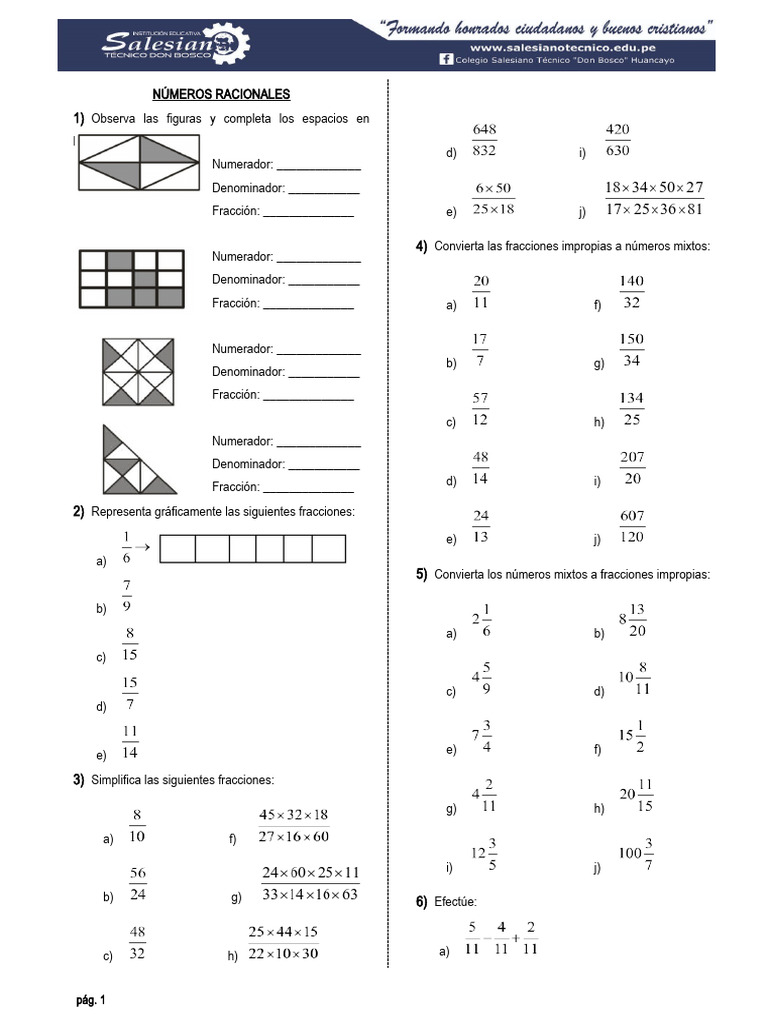 Ejercicios de Números Racionales y Decimales | PDF | Lexicología ...