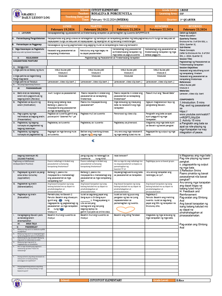 DLL_ALL-SUBJECTS-2_Q3-Week-4-with-carch-up-Friday-docx | PDF