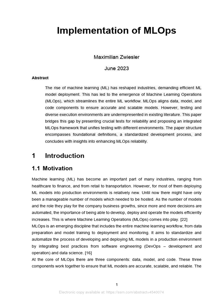Implementation of MLOps 1710672760 | PDF | Machine Learning | Software ...