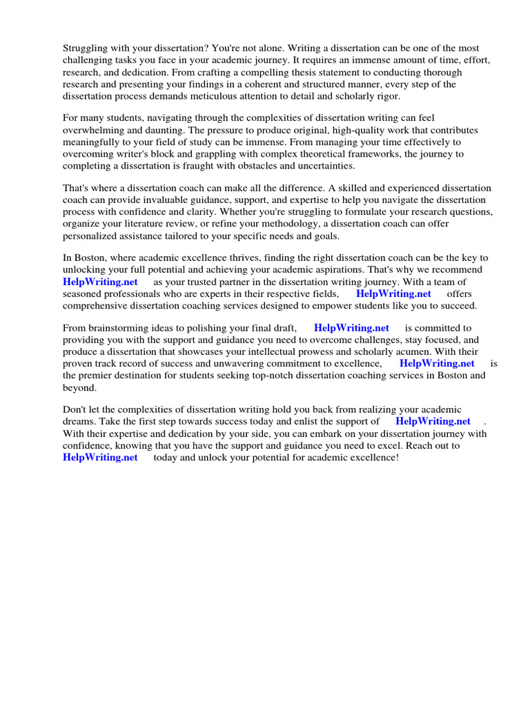 Dissertation Coaching Services Boston | PDF | Thesis | Mentorship