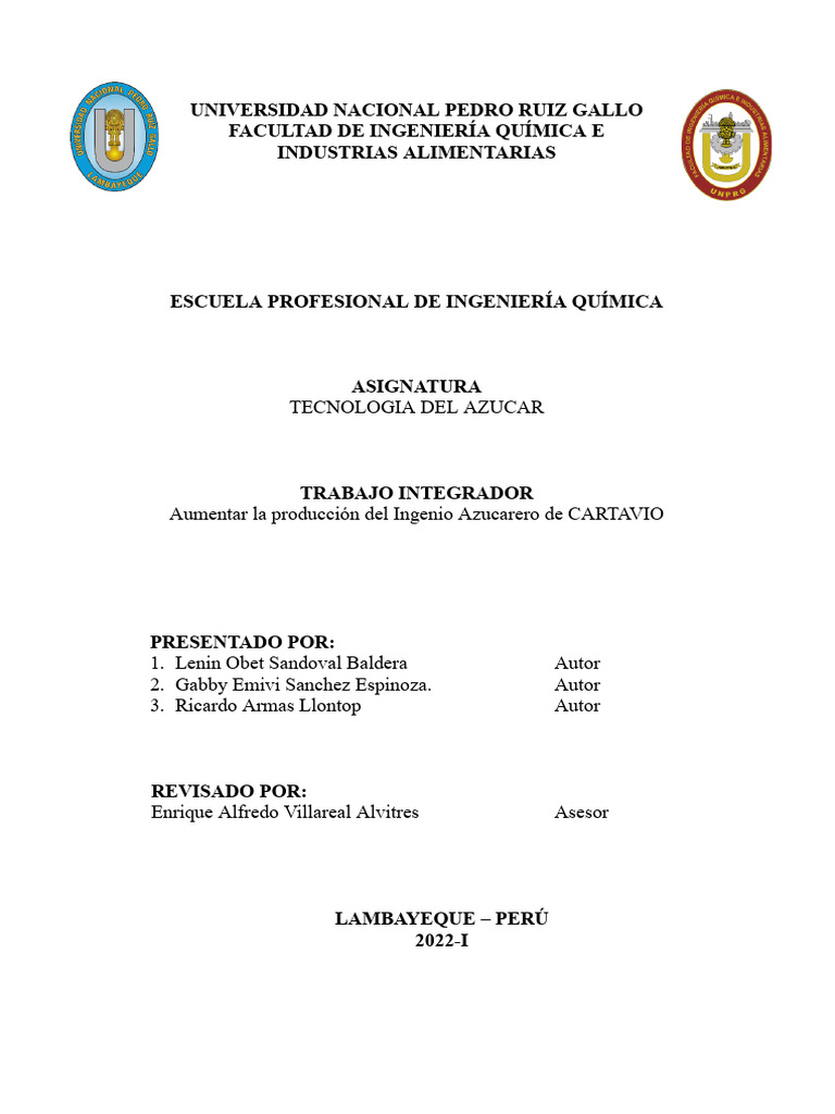 Azucarero de Cartavio | PDF | Caña de azúcar | Solubilidad