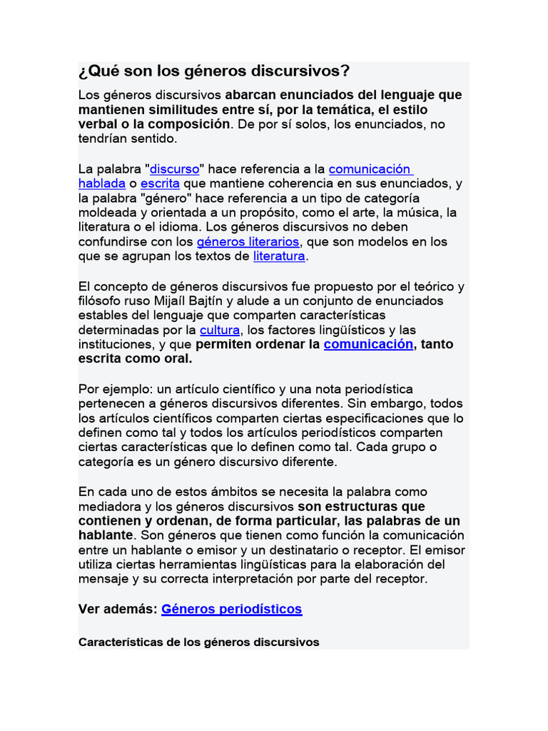 Qué Son Los Géneros Discursivos | PDF | Lingüística | Comunicación