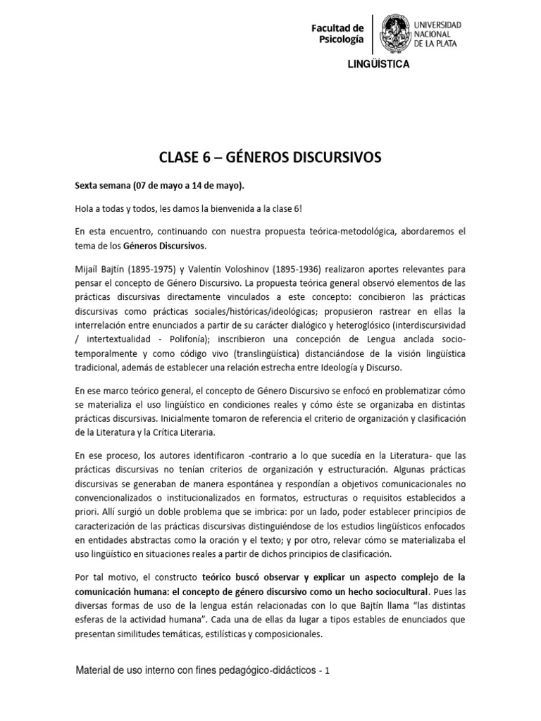 Generos Discursivos - Universidad de La Plata | PDF | Lingüística ...