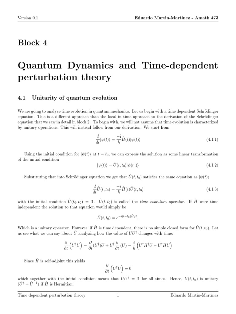 QM Block 4 | PDF | Perturbation Theory (Quantum Mechanics) | Schrödinger Equation