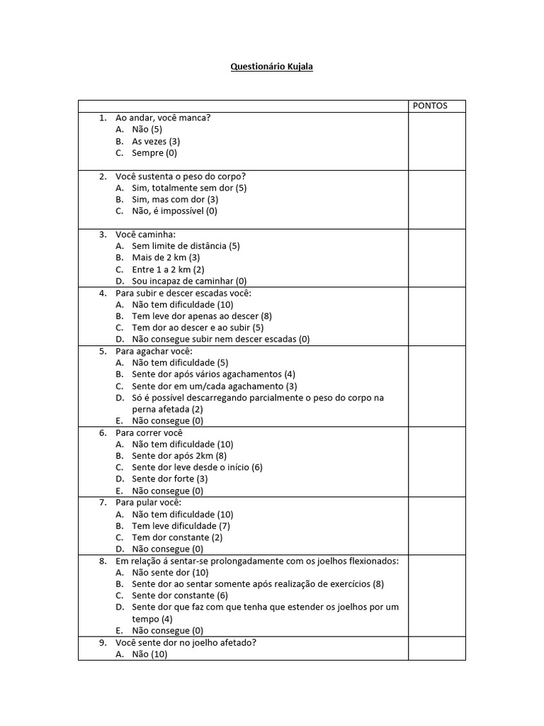 Questionário Kujala | PDF