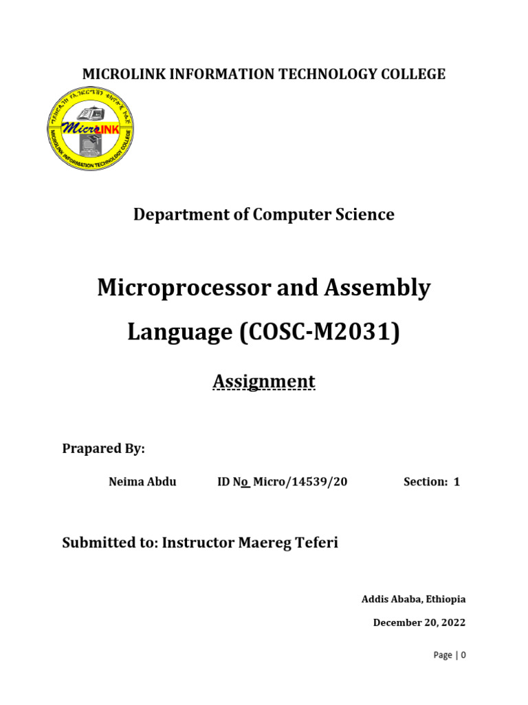 Microprocessor And Assembly Assignment Download Free Pdf 
