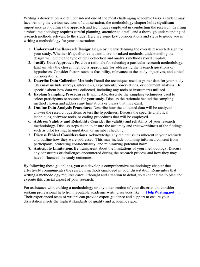 How To Write A Methodology For Your Dissertation | PDF | Methodology ...