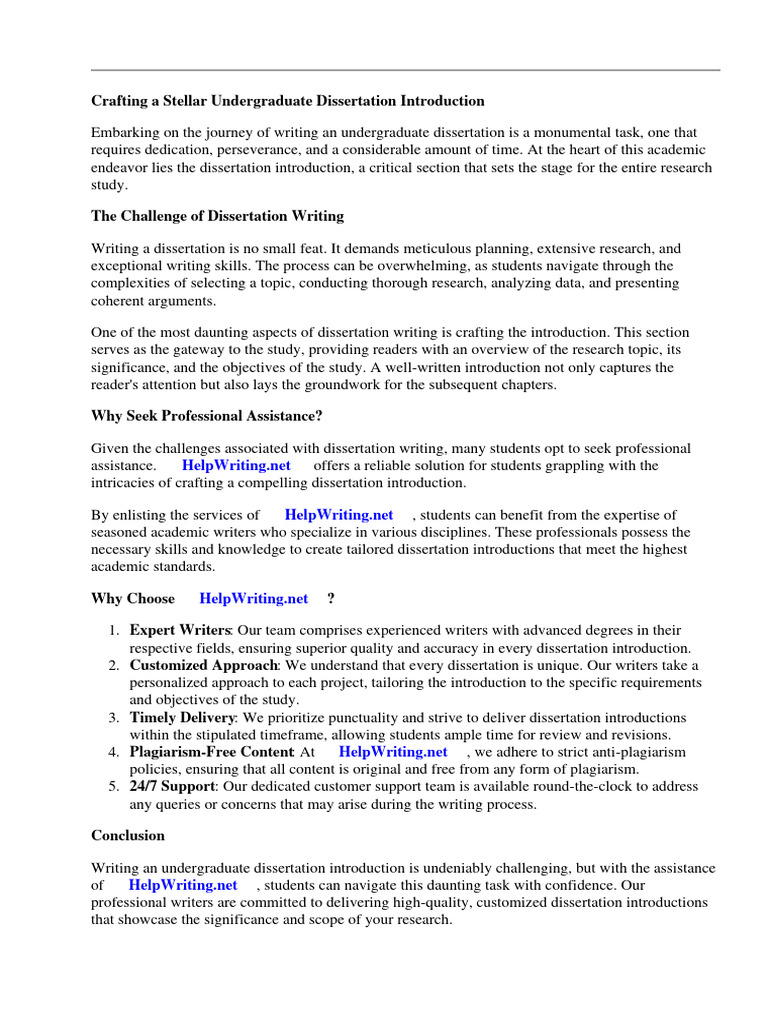 Undergraduate Dissertation Introduction | PDF | Thesis | Methodology