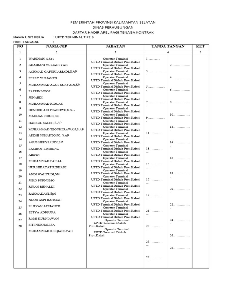 Daftar Hadir Honorer BJM 2021 | PDF