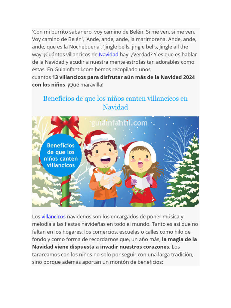 Villancicos Navideños para Niños 2024 | PDF | Villancicos | Navidad