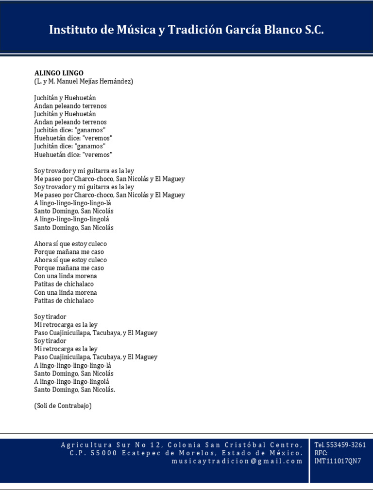 ALINGO LINGO Letra | PDF | Arte