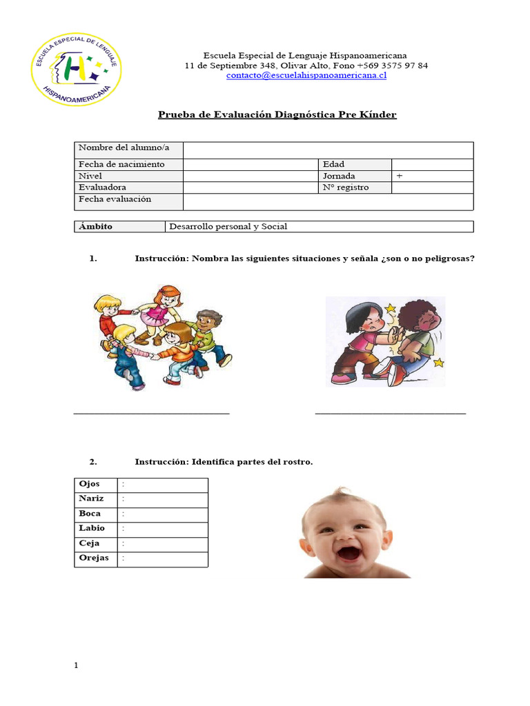 Prueba Diagnóstica PREKINDER 2023 | PDF