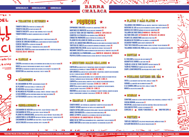 Carta Barra Chalaca | PDF | Mariscos | Cocina asiática