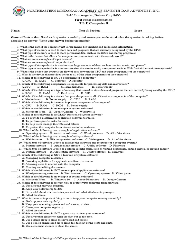 Grade8 (First Grading Exam) | PDF | Computer Data Storage | Software