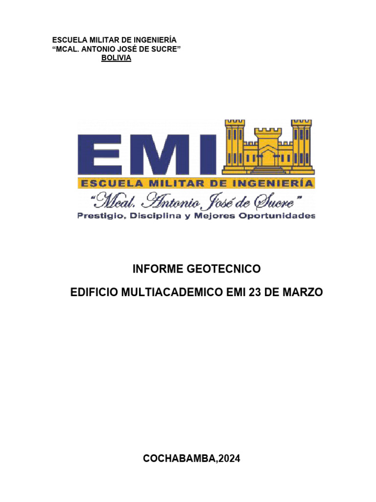 Informe Geotécnico EMI Cochabamba 2024 | PDF | América del Sur | Operaciones militares